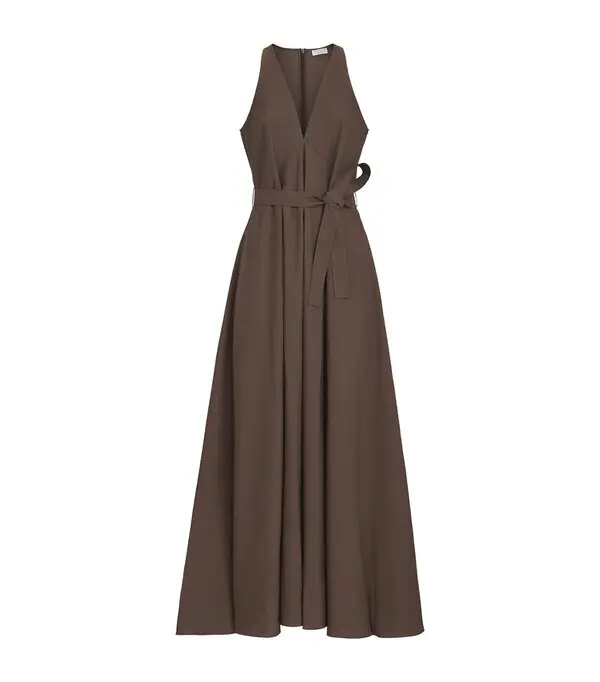 Brunello Cucinelli Techno-cotton Poplin Belted Maxi Dress