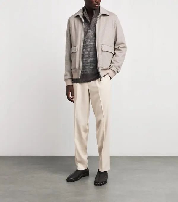 Colombo Cashmere Pleated Straight Trousers