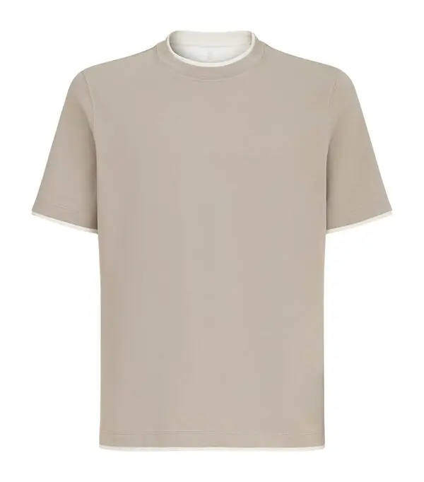 Brunello Cucinelli Cotton Faux-layer T-shirt - Grey