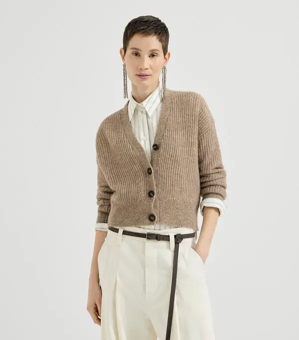 Brunello Cucinelli English Rib Sequin Cardigan