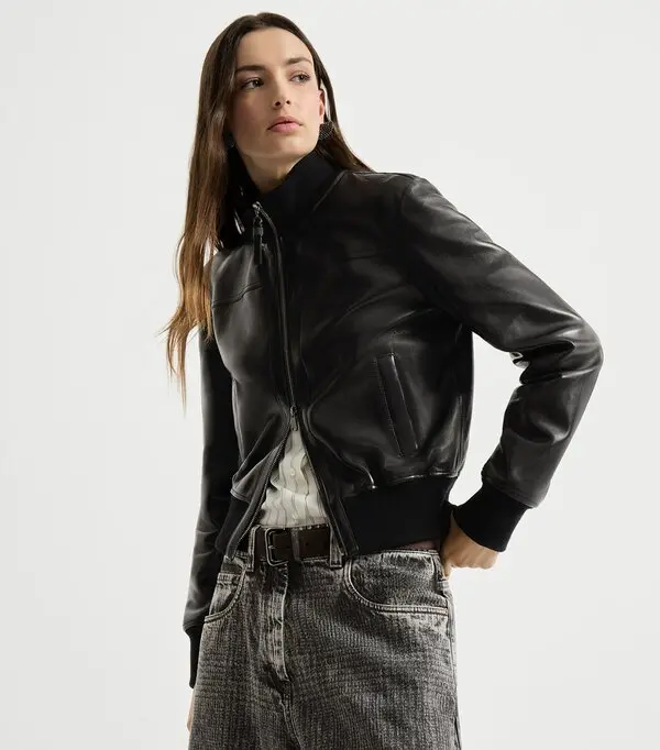 Brunello Cucinelli Nappa Leather Bomber Jacket