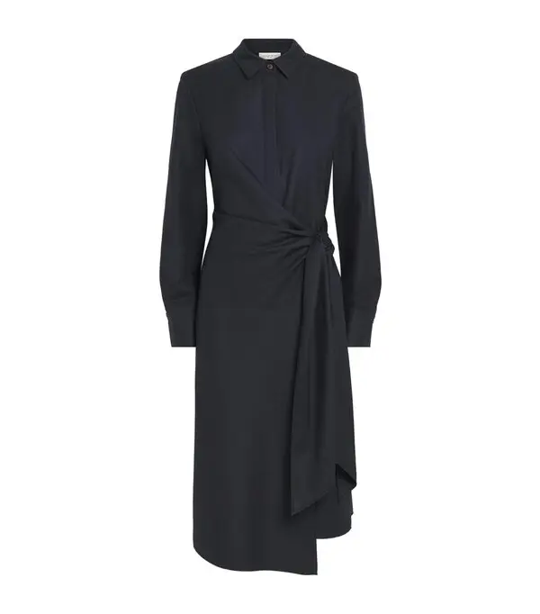 Lafayette 148 New York Cotton Tie-front Midi Shirt Dress