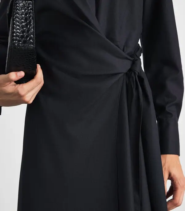 Lafayette 148 New York Cotton Tie-front Midi Shirt Dress