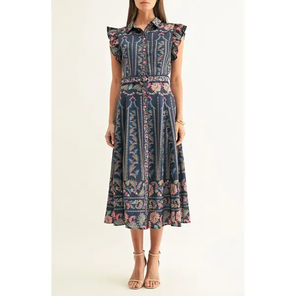 Adelyn Rae Karly Mixed Print Shirtdress