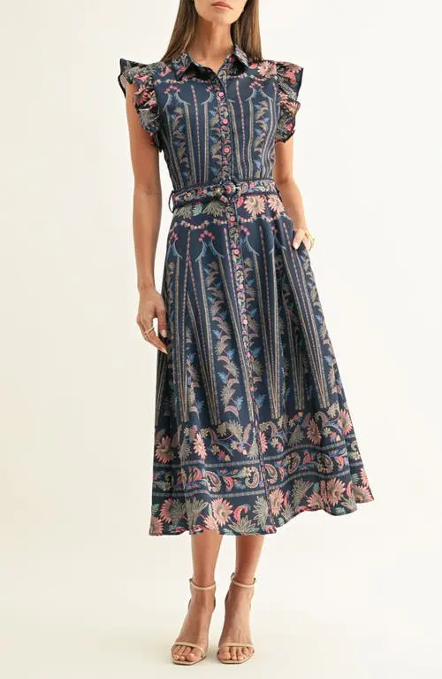 Adelyn Rae Karly Mixed Print Shirtdress