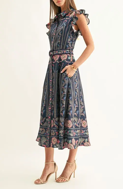 Adelyn Rae Karly Mixed Print Shirtdress