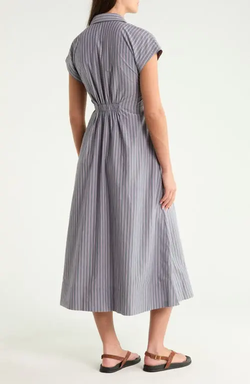 Marine Layer Arden Pima Cotton Midi Shirtdress - Navy/lilac Stripe