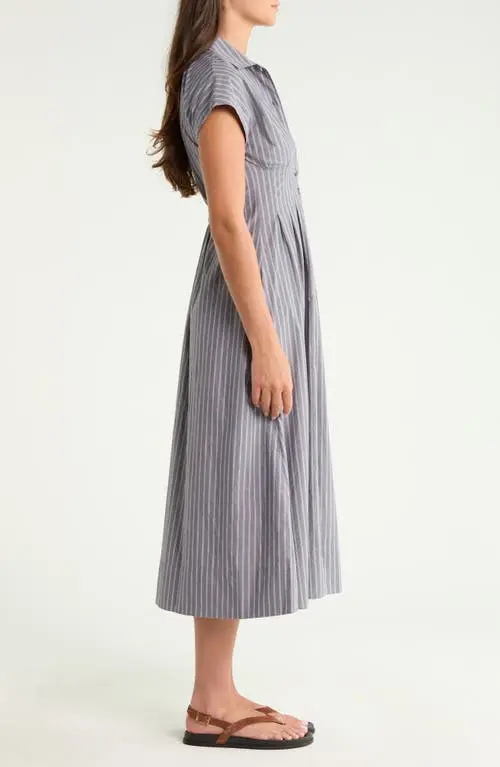 Marine Layer Arden Pima Cotton Midi Shirtdress - Navy/lilac Stripe