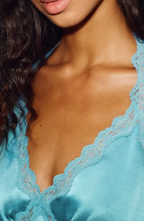 REFORMATION Monica Lace Trim Silk Halter Top - Siren