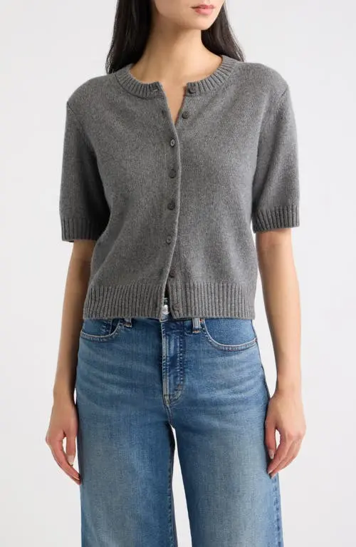 REFORMATION Maude Recycled Cashmere Blend Short-sleeve Cardigan - Thunder