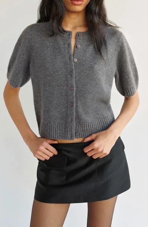 REFORMATION Maude Recycled Cashmere Blend Short-sleeve Cardigan - Thunder