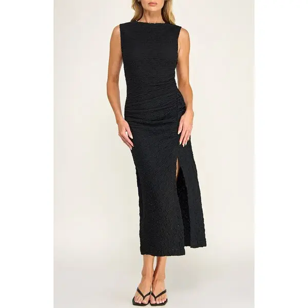 SOCIALITE Sleeveless Textured Knit Maxi Dress - Black