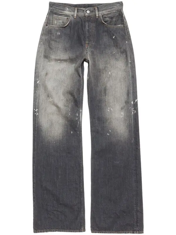 Acne Studios Wide Leg Faded Denim Jeans - Multicolor
