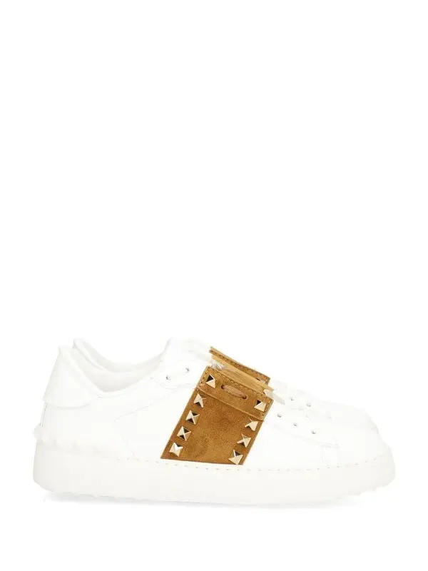 Valentino Garavani Rockstud Untitled Leather And Suede Sneakers - White