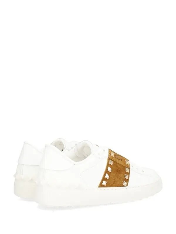 Valentino Garavani Rockstud Untitled Leather And Suede Sneakers - White