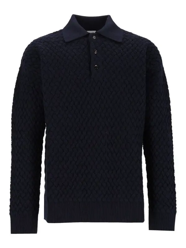 Bottega Veneta Woven Wool Polo Shirt