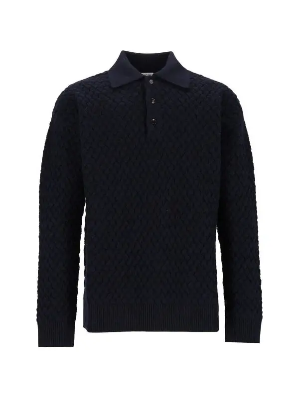 Bottega Veneta Woven Wool Polo Shirt