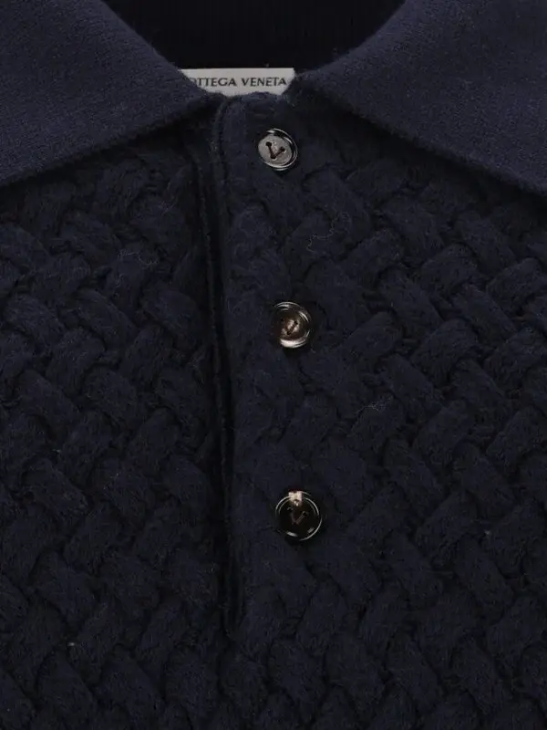 Bottega Veneta Woven Wool Polo Shirt