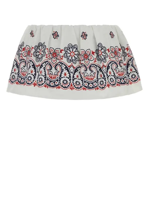 Miu Miu Printed Cotton Blend Mini Skirt