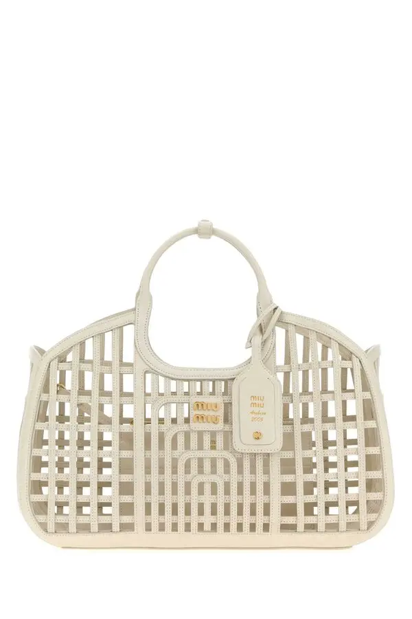 Miu Miu Chalk Leather Shopping Bag
