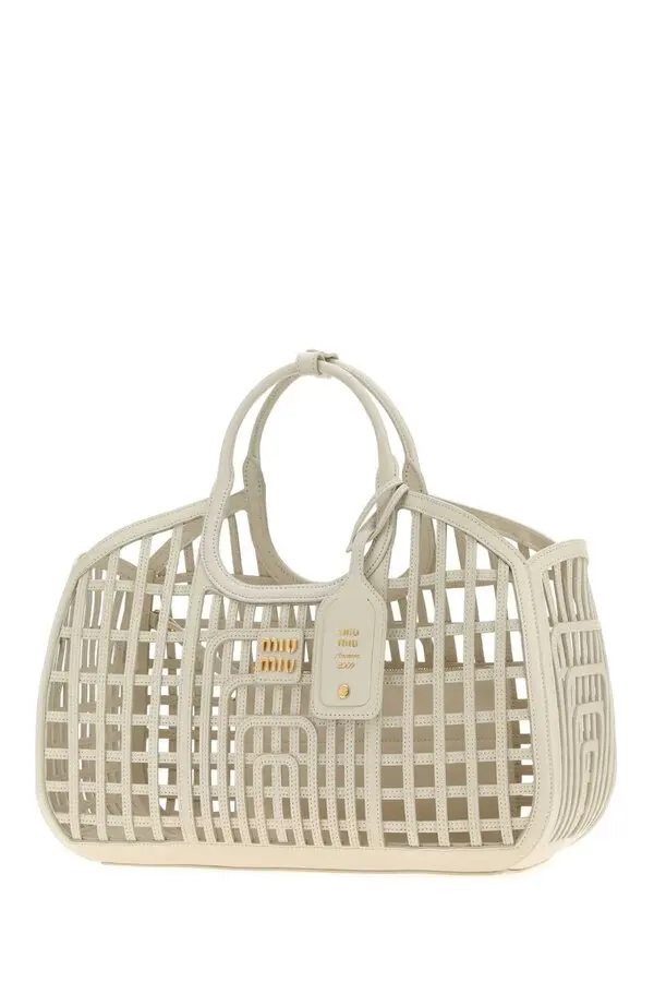 Miu Miu Chalk Leather Shopping Bag