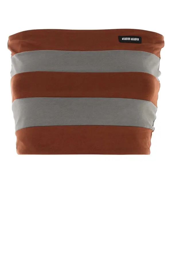 Miu Miu Embroidered Cotton Crop-top - Multicolor