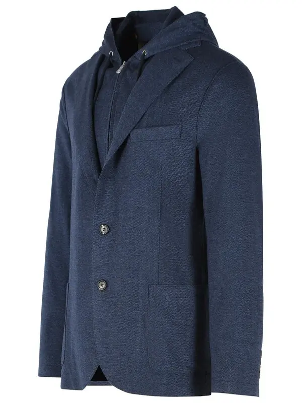 Eleventy Polyester Blend Blazer With Removable Hood - Blue