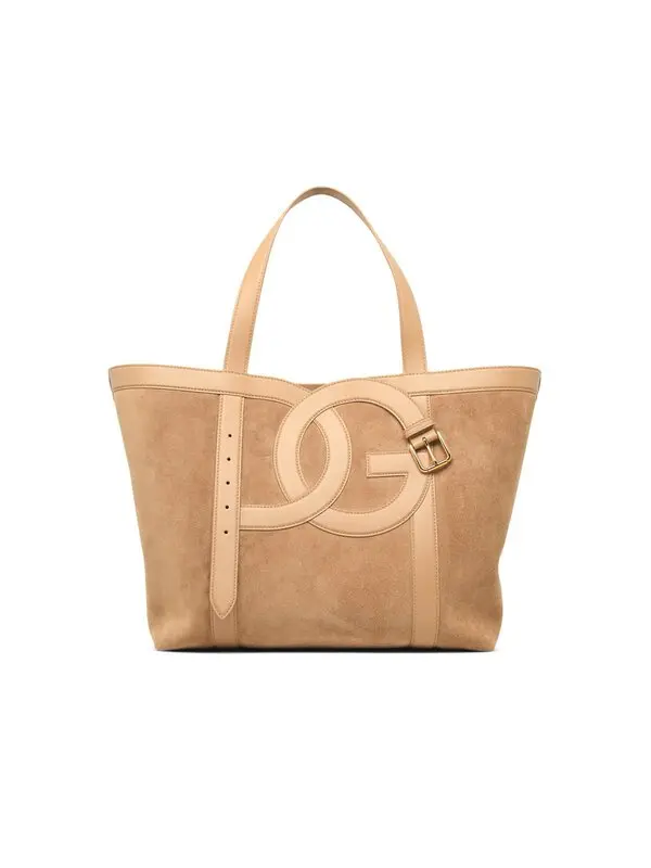 Dolce & Gabbana Shopping Dg Belt' Beige Suede Bag - Cream