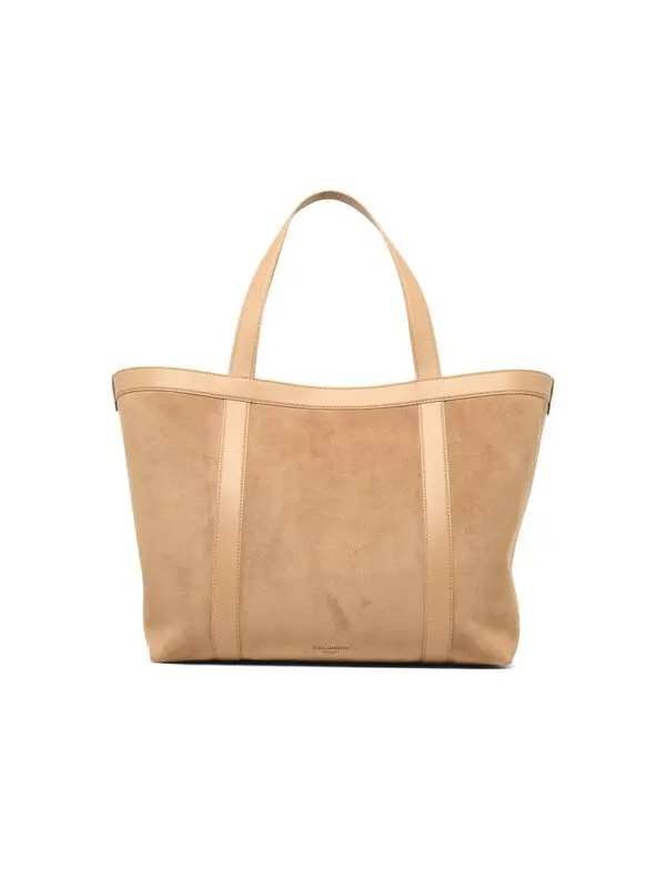 Dolce & Gabbana Shopping Dg Belt' Beige Suede Bag - Cream