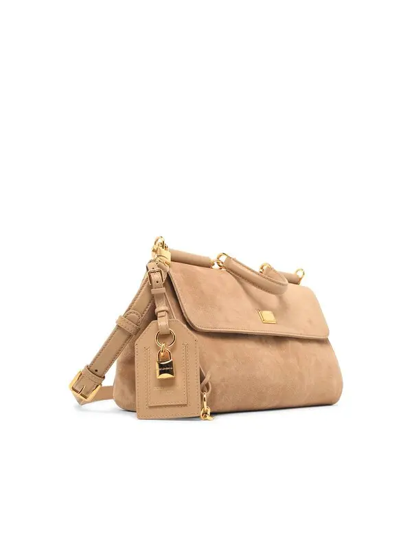 Dolce & Gabbana Medium 'my Sicily' Bag In Beige Suede - Cream