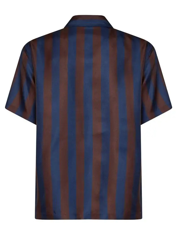 Fendi Brown And Navy Pequin Silk Shirt