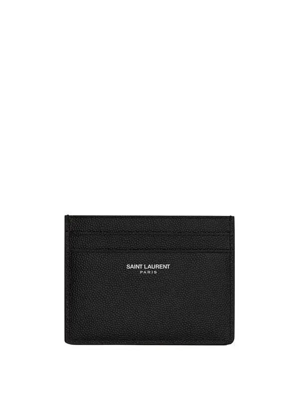 Saint Laurent Card Case In Grain De Poudre Leather - Black
