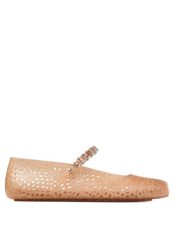 JIMMY CHOO Clear Jelly Ballerina Flats With Crystal Embellishment - Multicolor
