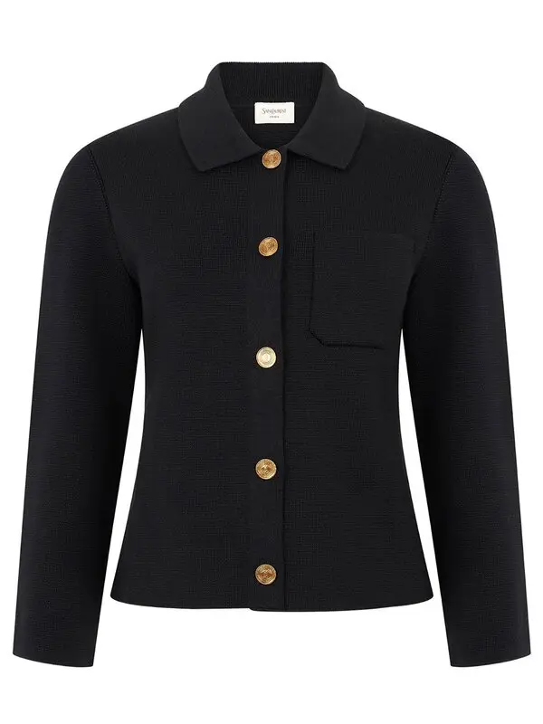 Saint Laurent Polo Cardigan In Wool