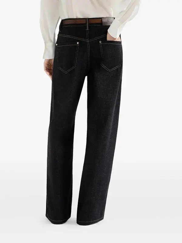 Brunello Cucinelli Loose Barrel Leg Jeans In No Fade Denim - Black