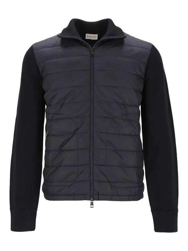Moncler Quilted Jacket With Knit Sleeves