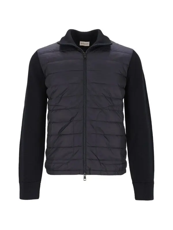 Moncler Quilted Jacket With Knit Sleeves