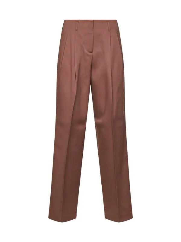GOLDEN GOOSE Bronze Pink Wool Gabardine Journey Wide-leg Trousers - Multicolor