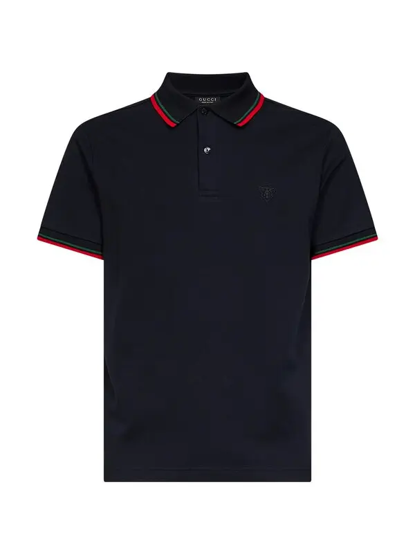 Gucci Blue Stretch Cotton Piqué Embroidered Polo Shirt