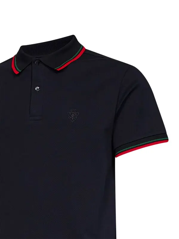 Gucci Blue Stretch Cotton Piqué Embroidered Polo Shirt