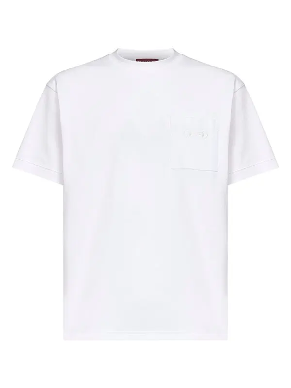 Gucci White Stretch Cotton Piqué Embroidered T-shirt