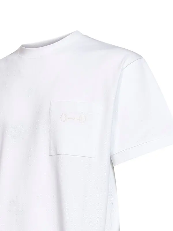 Gucci White Stretch Cotton Piqué Embroidered T-shirt