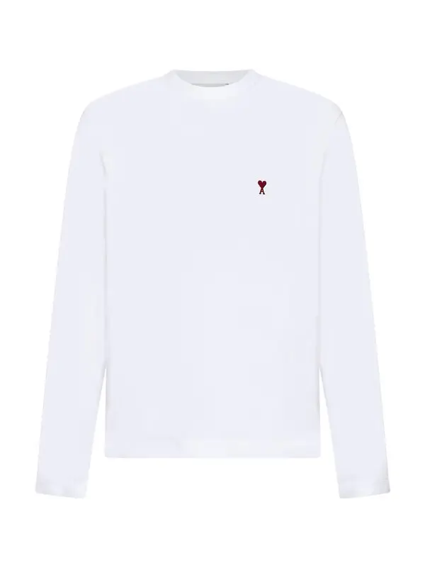 AMI Paris White Cotton De Cœur Long-sleeved T-shirt