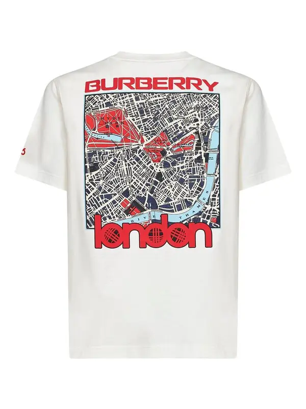 Burberry Chalk Cotton T-shirt With London Map Print