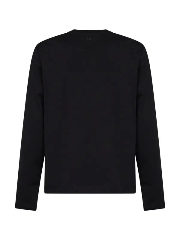 AMI Paris Black Cotton De Cœur Long-sleeved T-shirt