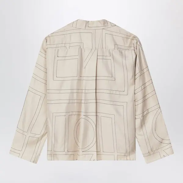 TOTEME Monogram Pajama Shirt In Ivory Silk