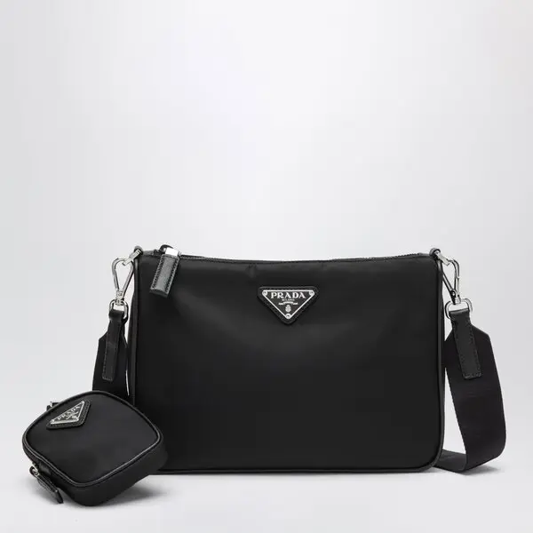 Prada Cross-body Bag In Re-nylon And Saffiano Leather - Black