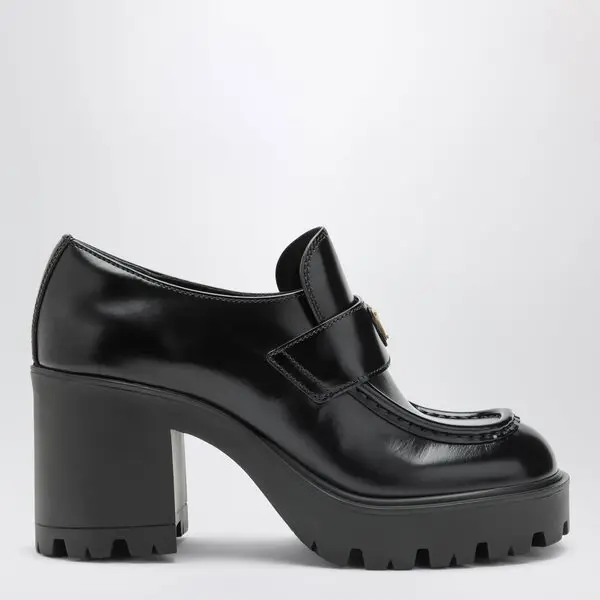 Prada Brushed Leather Heeled Loafers