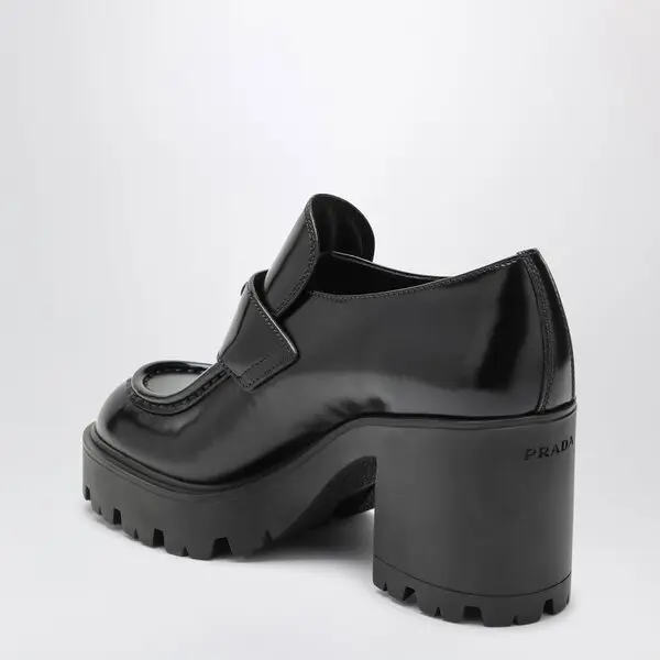 Prada Brushed Leather Heeled Loafers