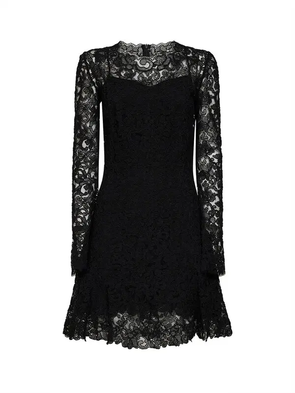 ERMANO SCERVINO Ermanno Scervino Black Rebrodé Lace Mini Dress